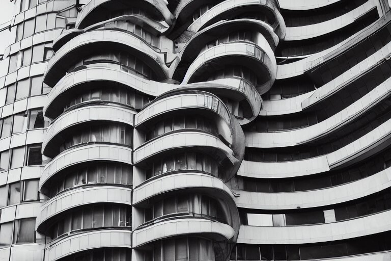 Lexica - A brutalist building in the shape of a Mobius strip, windows ...
