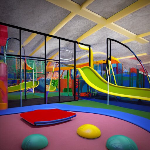 Lexica - An indoor play area with a slide and climbing wall, concept ...