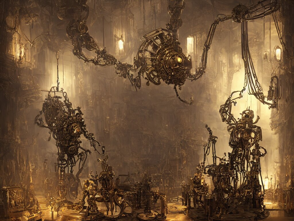 Lexica - Concept art of a giant mechanical clockwork marionette made of ...