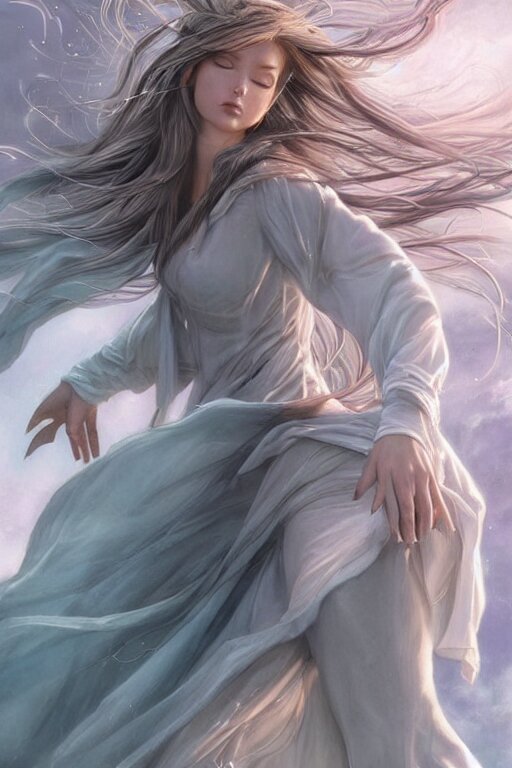 Lexica - Belldandy ah my goddess! casts a magical spell, windy floating ...