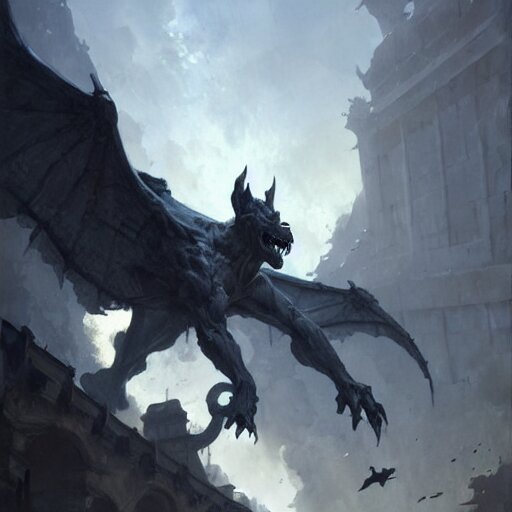 Lexica - A giant gargoyle, by greg rutkowski
