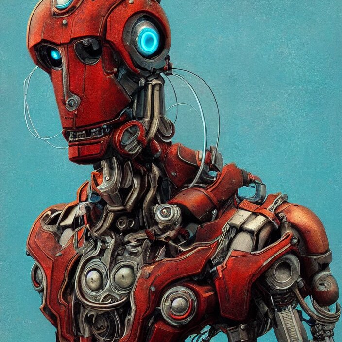 Lexica - Portrait of a cyan ultron from age of ultron, clockwork ...