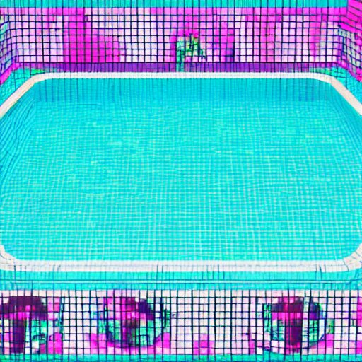 Lexica - Vaporwave swimming pool with nobody, pinkish color