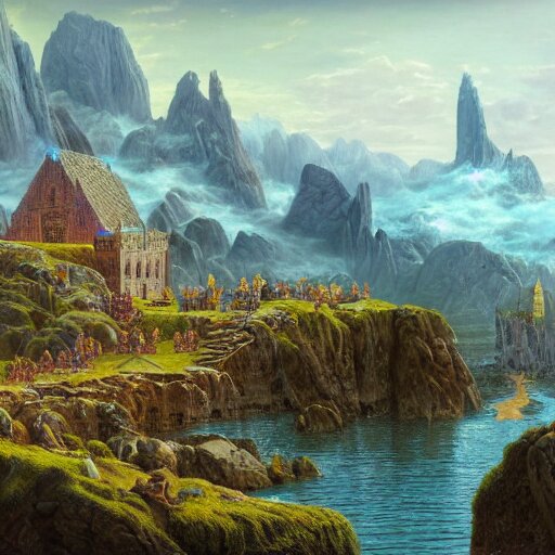 a beautiful and highly detailed matte painting of a colorful yet ...