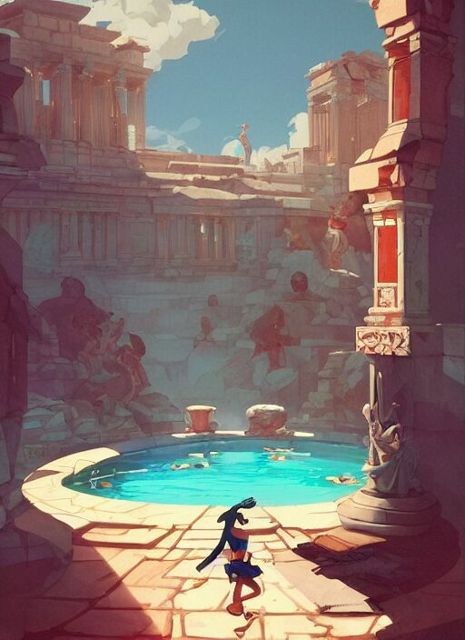 Lexica - A pools in front of a roman temple, glorious, epic scene ...