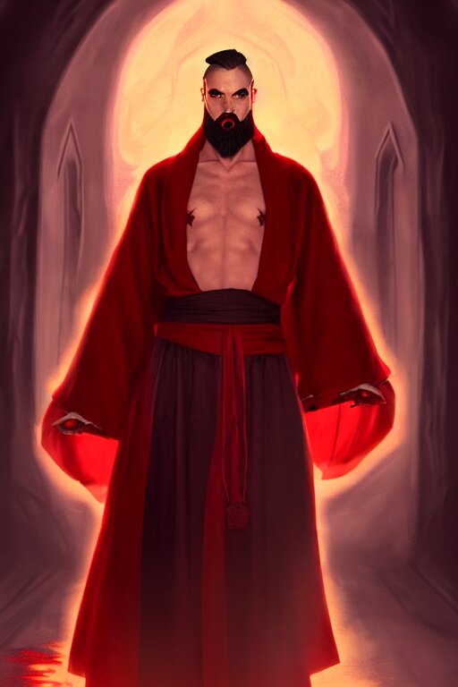 Lexica - Evil male sorcerer, library background, the room filled with ...