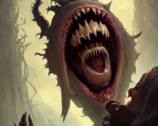 Lexica - A horrible scary old witch laughing with big long hooked teeth ...