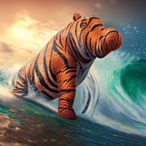 Lexica - A closeup photorealistic render of a cute knitted tiger ...