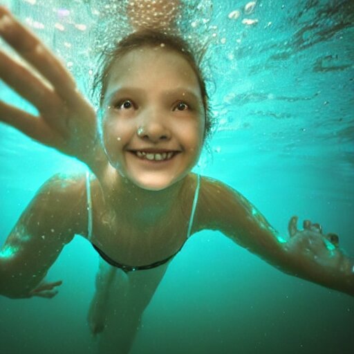Girl With Bioluminescent Skin Swimming Underwater Arthub Ai