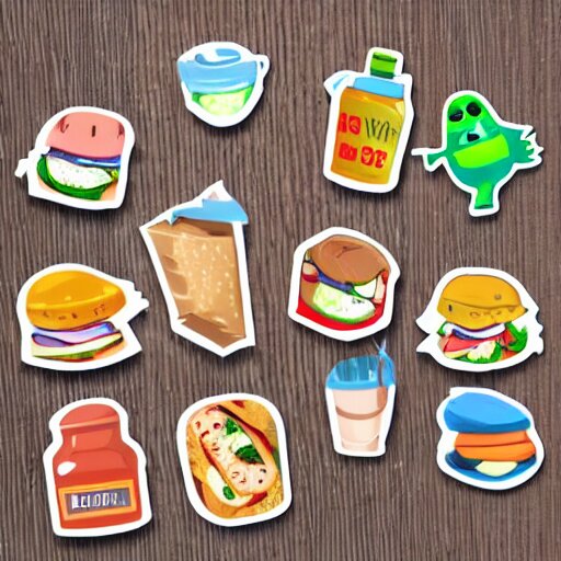 a whatsapp stickers pack of lunch time, cartoon - Arthub.ai