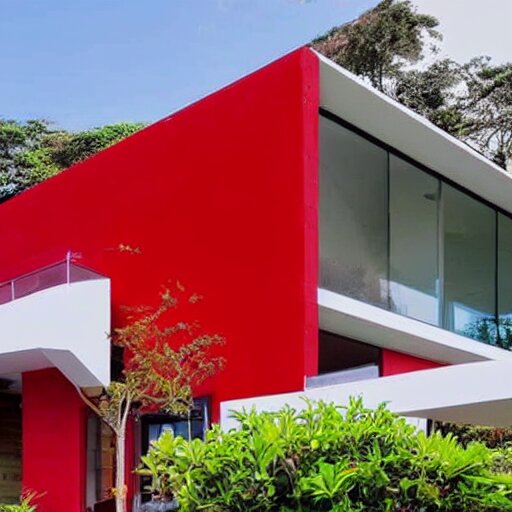 a modern red house in brazil, architecture - Arthub.ai