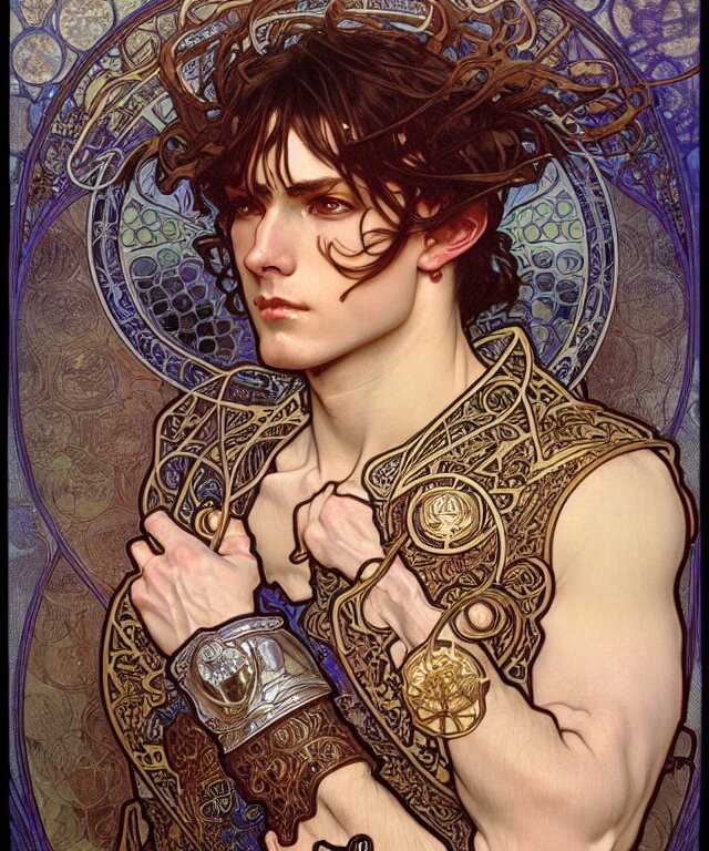 Lexica - Realistic detailed face portrait of a handsome male wizard in ...