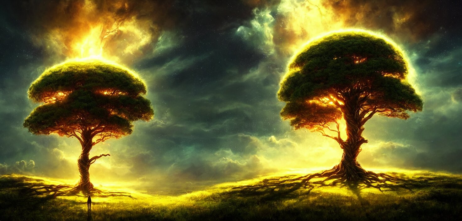 Lexica - Godly tree of life seen from outer space engulfs the earth ...