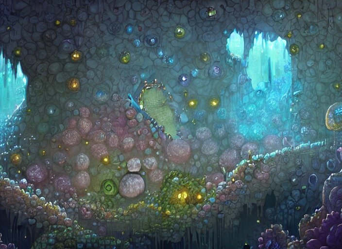 Lexica - Dramatic art - portrait of the underground hallow cavern layer ...