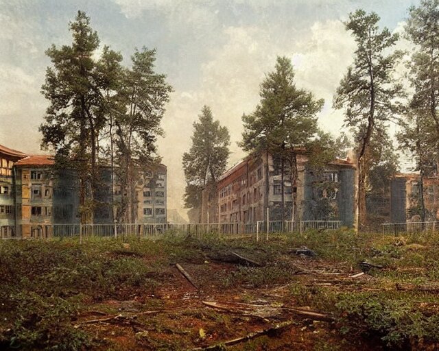 Lexica - Beautiful matte painting of cute soviet block of flats ...