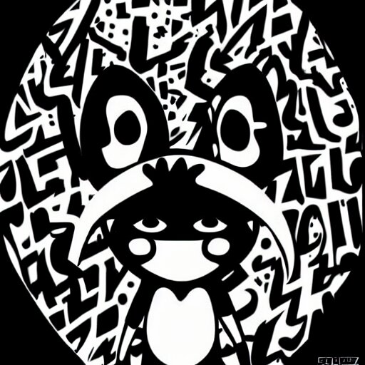 Lexica - Zef design black and white color scheme, graffiti, cute characters