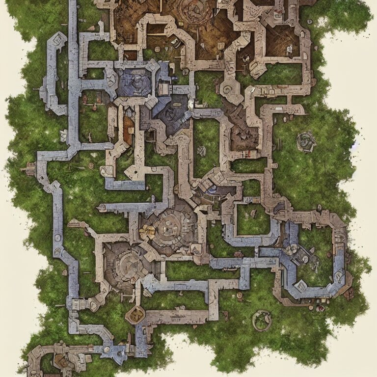 Lexica - Full - color fantasy floor plan map of a dungeon, d & d ...