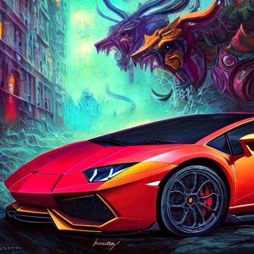 Lexica - Lamborghini colorful, fantasy, intricate, highly detailed ...