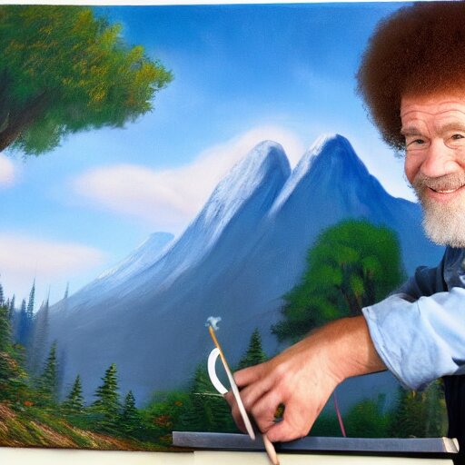 Lexica - A closeup photorealistic photograph of bob ross working on a ...