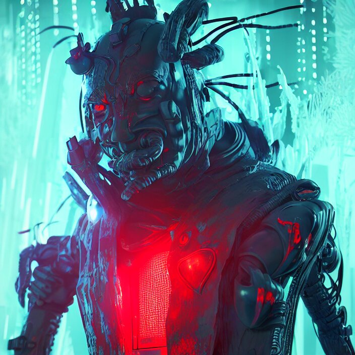 Lexica - Cyber punk, oni mask, 3 d render beeple, portrait, japanese ...