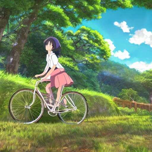 Lexica - Anime girl riding bicycle in highly detailed japanese ...