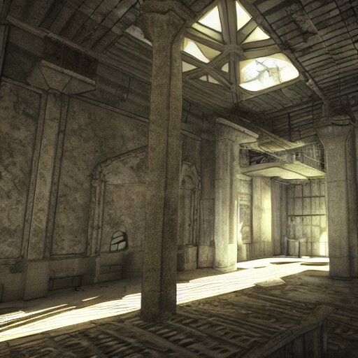 interior mazelike architecture from quake, lovecraftian, liminal ...