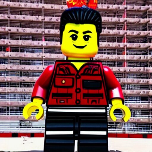 a xi jinping lego statue, in the style of synthwave, auoroacore ...