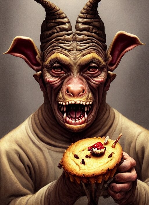 Lexica - Portrait of a medieval goblin eating cakes, beautiful face ...