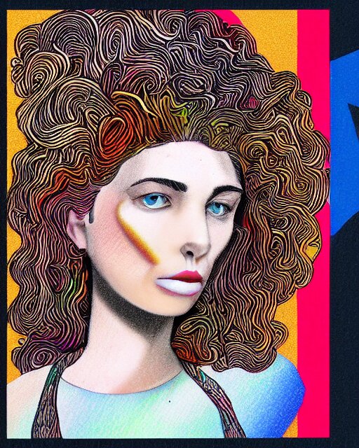 Lexica - A young woman with an extravagant hair style, colored pencil ...