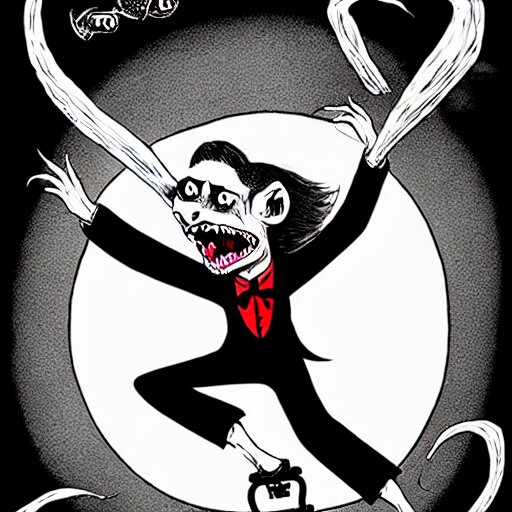 Lexica - Black and white trippy surreal comic art of dracula the ...