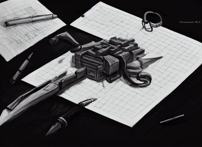 Lexica - Device to write on paper, concept art, sci - fi weapon, artstation