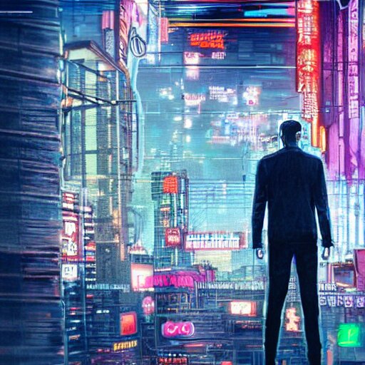 Lexica - Giant with bitcoin head chasing people scared in cyberpunk ...
