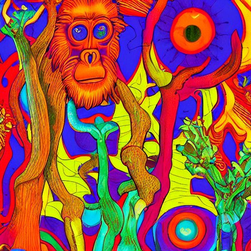 stoned ape theory, psilocybin mushrooms, abstract, evolution - Arthub.ai