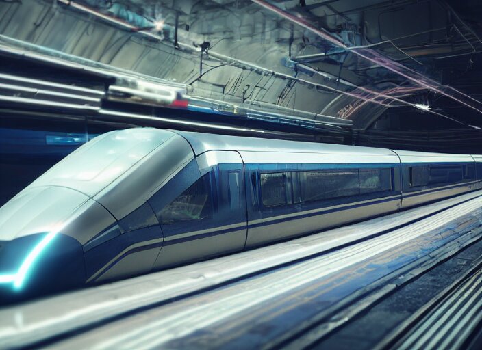 Lexica - A 3 5 mm photo of a futuristic high speed rail train with led ...