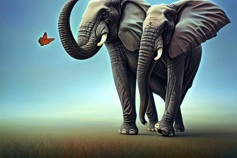 Lexica - Painting of hybrid between elephant & butterfly, intercrossed ...