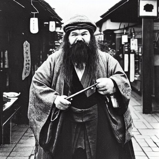 Lexica - Portrait of Hagrid as a 19th century Japanese trader at a ...