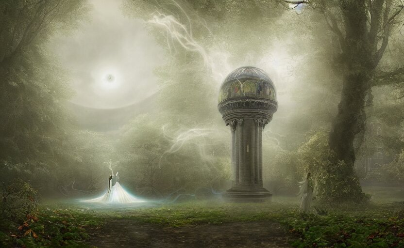Lexica - A Neoclassical tower with dome on a magical gloomy mystical ...
