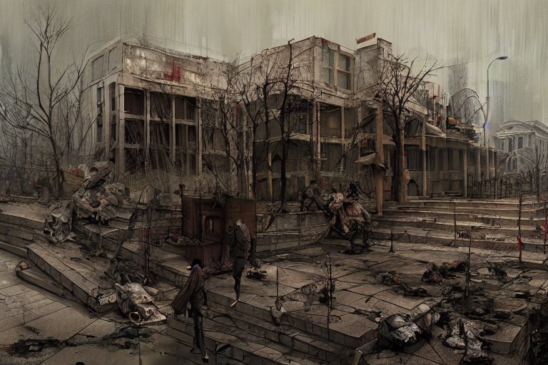 Lexica - Post apocalyptic washington dc, plague, artstation by zhang kechun