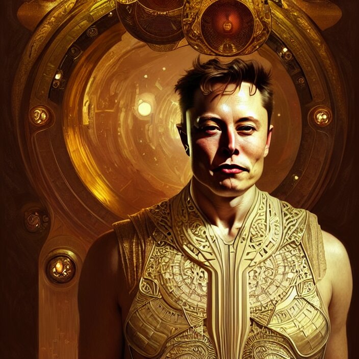 Lexica - Ancient king elon musk, symetrical, diffuse lighting, fantasy, intricate, elegant ...