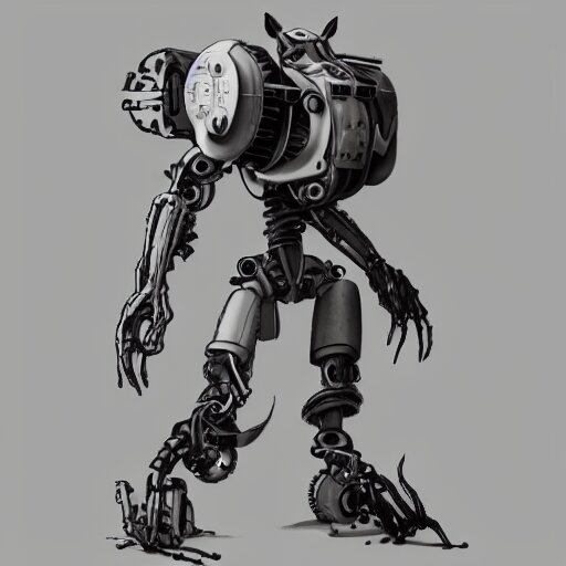 mechanical fox with robo tech, apocalyptic elements, art render ...