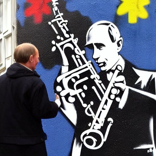 Lexica - Graffiti by Banksy of Vladimir putin playing the saxophone