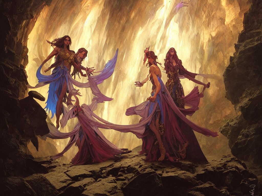 Lexica - Painting of powerful stylish sorcerer and a cleric banishing ...