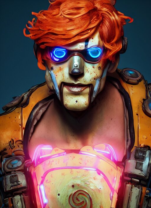 Lexica - Glowwave portrait of curly orange hair man from borderlands 3 ...