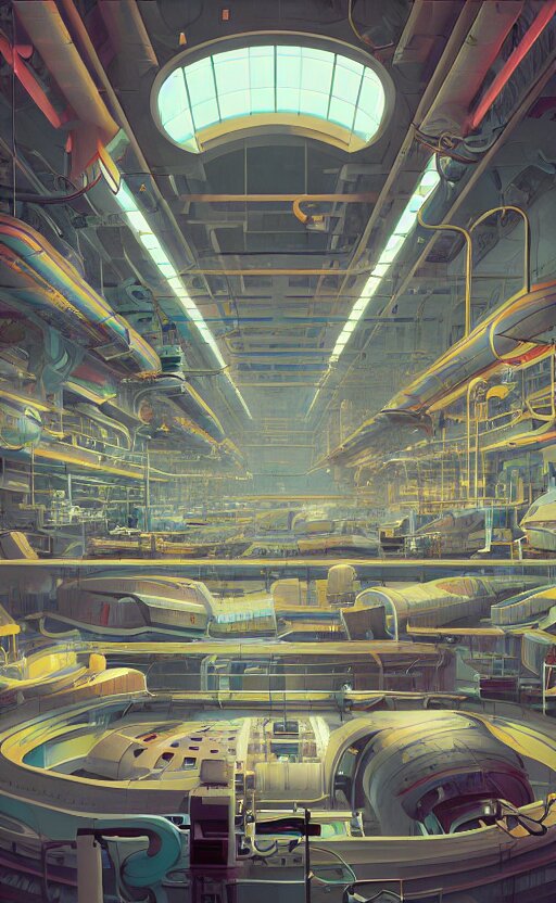 Lexica - Interior shot of a futuristic factory by Petros Afshar and ...