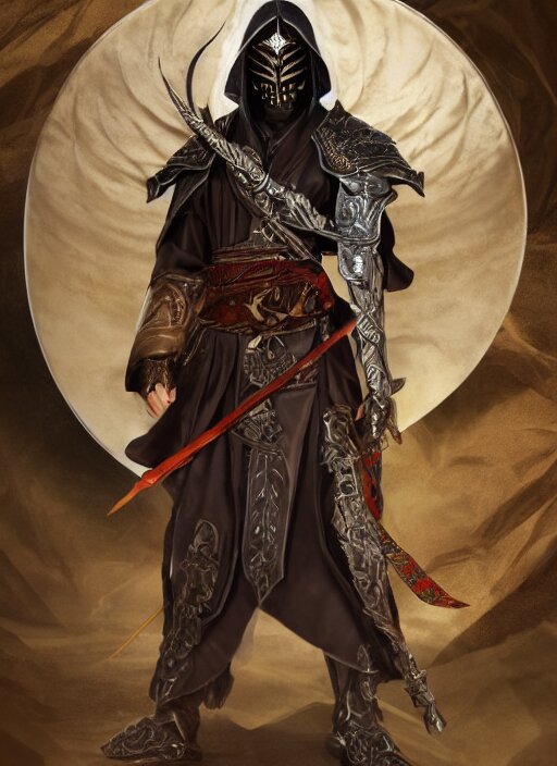 Lexica - Masked male inquisitor of desna holding a chakram by wlop ...