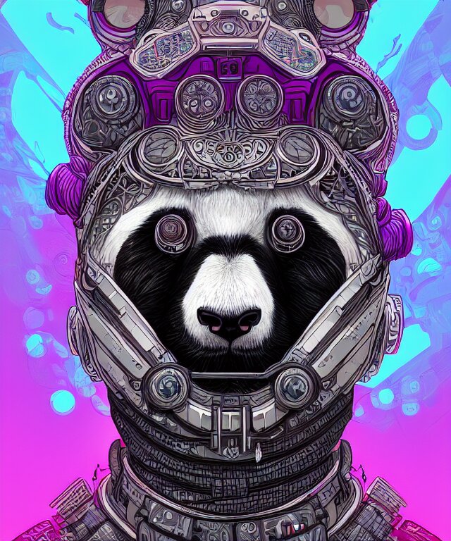 Lexica - A portrait of a cyberpunk panda, mandala, fantasy, intricate ...