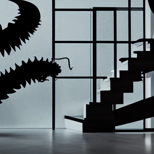 Lexica - Scary monster with elongated arms descending a staircase in a ...