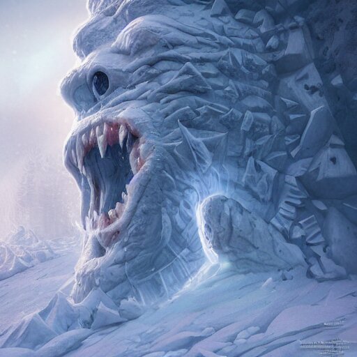 Lexica - A monster in the Arctic covered in snow, fractal Lighting, by ...