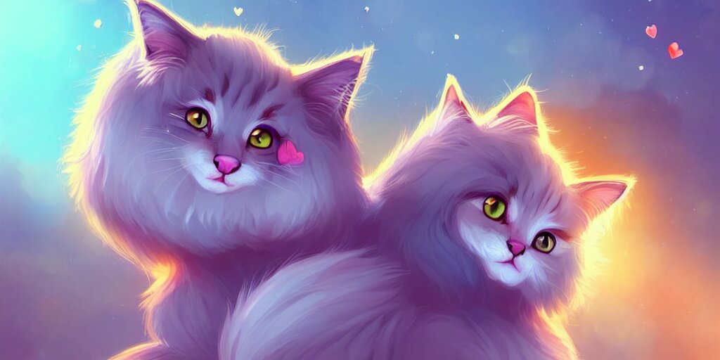 Lexica - Very cute illustration of fluffy cats 😻, for a children's book ...