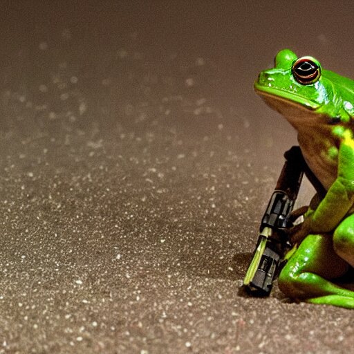 Lexica - Surreal photography of a rare military frog equipped with ...